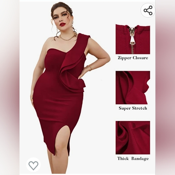 Amazon | Dresses | Meilun One Shoulder Ruffle Side Split Dress | Poshmark